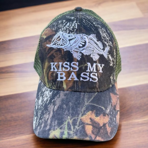 Accessories | Embroidered Camouflage Kiss My Bass Hat Adjustable Mens ...